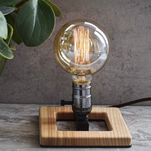 Edison Desk Lamp Industrial Metal Lamp Wooden Steampunk Lamp Rustic ...