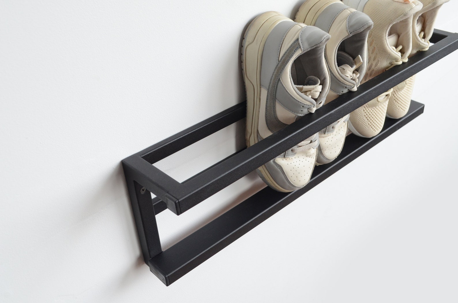 Entryway Metal Wall Mounted Shoe Storage Unique Open Floating Shelf ...