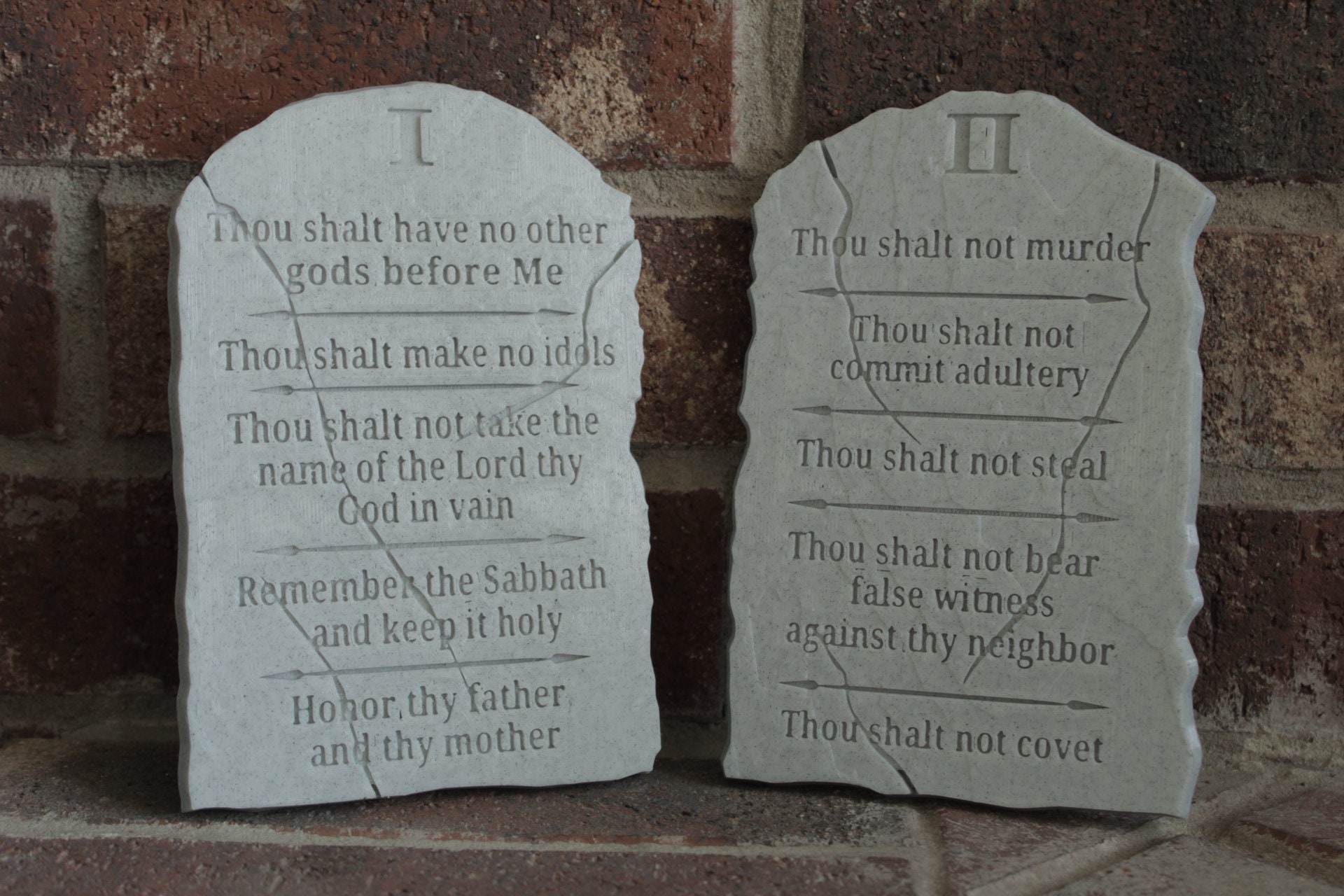 Ten Commandments Tablets 2 Set Art Design Bible Verse For | Etsy