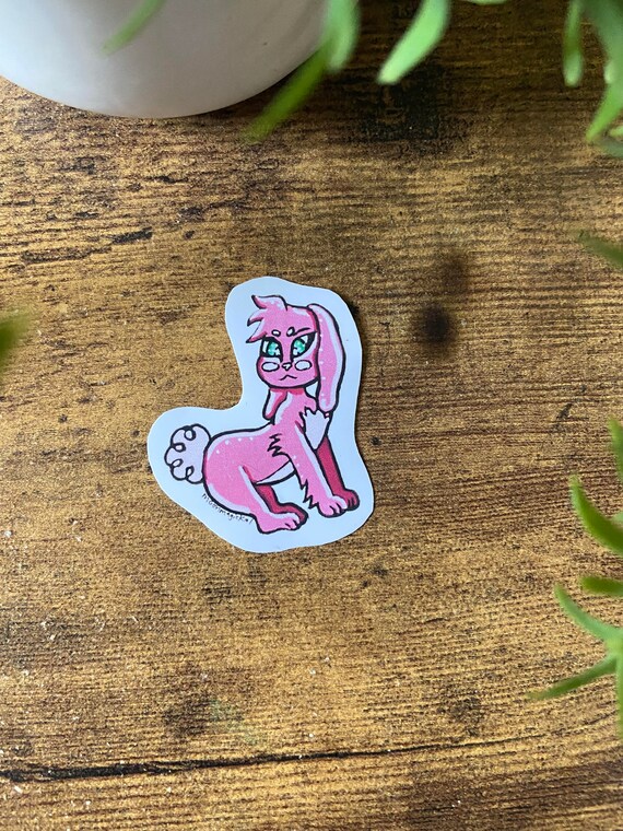 Cute Pink Bunny Sticker Kawaii Sticker Pet Sticker Bunny - Etsy