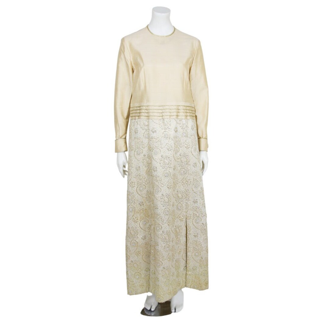 1960s Vintage German Couture Atelier Evening Dress Wedding Dress Cream ...