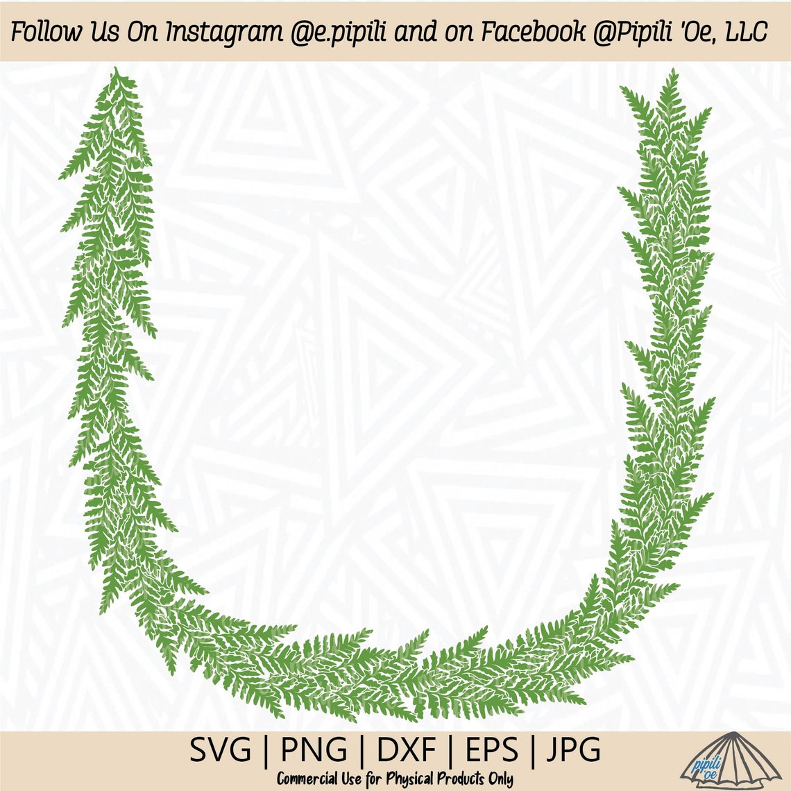 Thin Palapalai Lei Svg - Lace Fern SVG - Plant SVG - Fern SVG - Digital ...