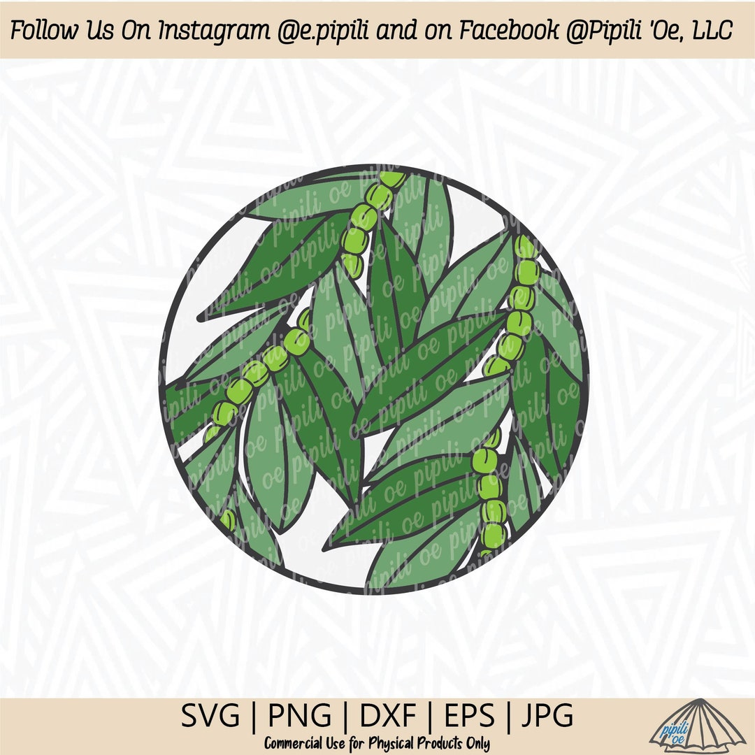 Maile and Mokihana Lei Circle Design SVG - Digital Download - Maile Lei ...