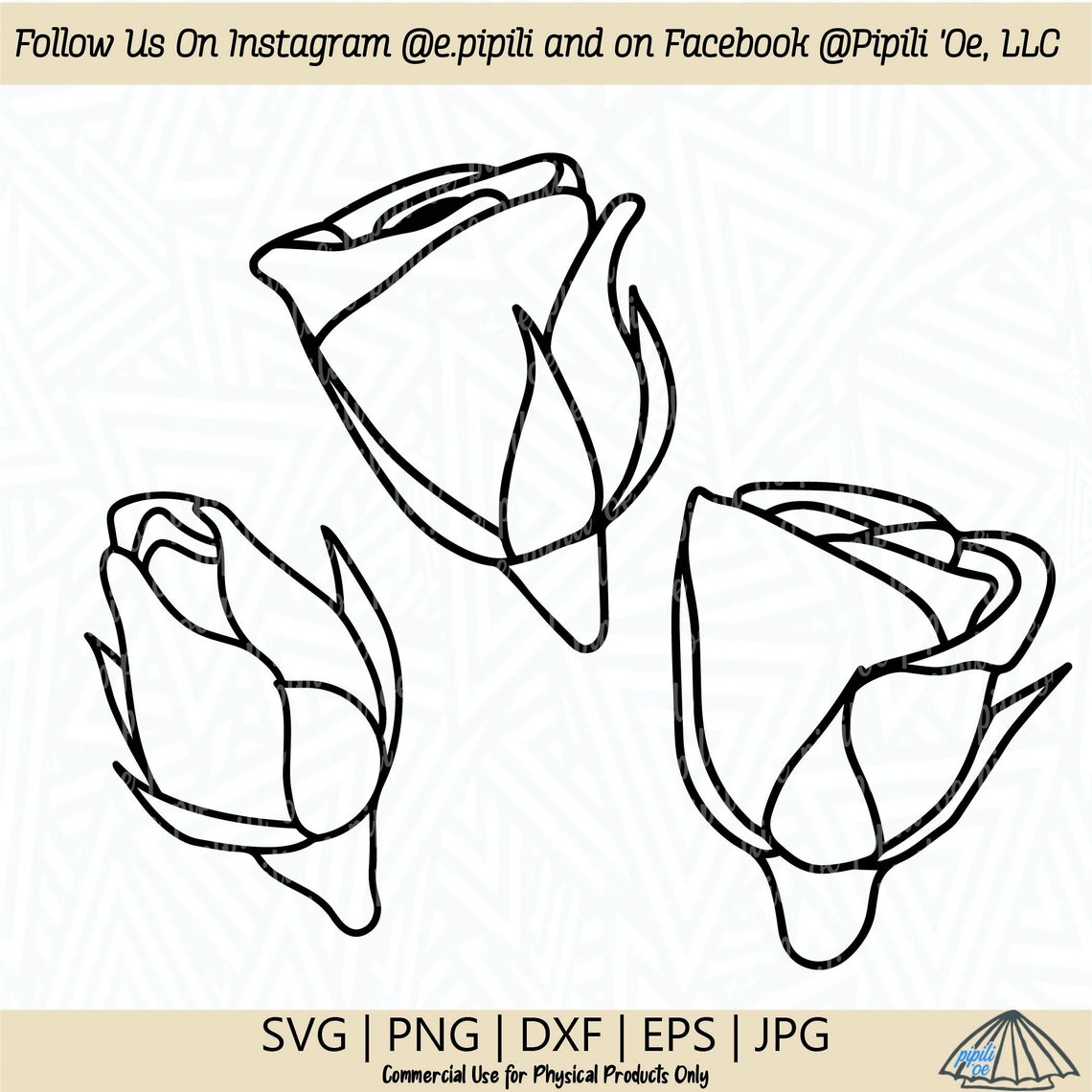 Lokelani Rose Buds Outline SVG Rose SVG Flower SVG - Etsy Singapore