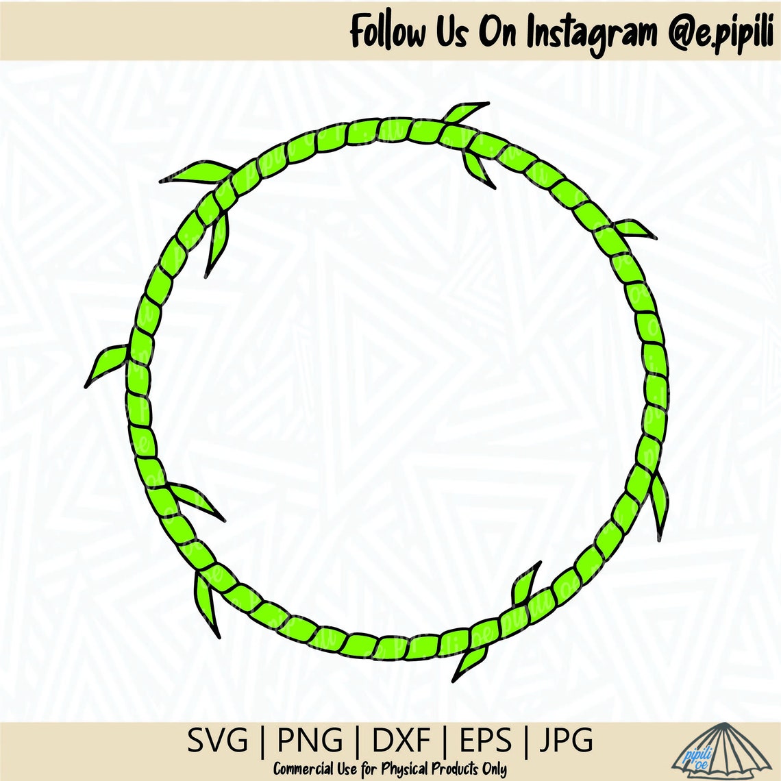 Single Ti-leaf Lei Frame SVG - Ti-leaf Lei Frame - Frame Svg - Wreath ...