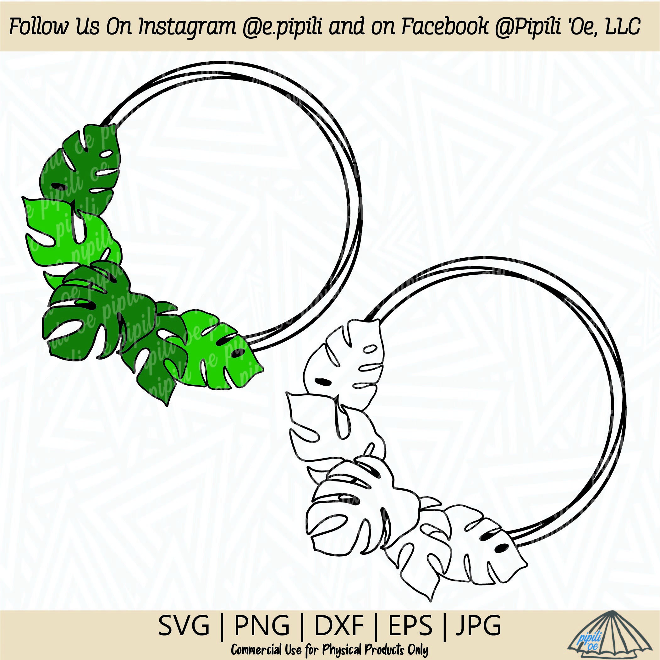 Monstera Layered Circle Frame SVG Monstera SVG Tropical | Etsy