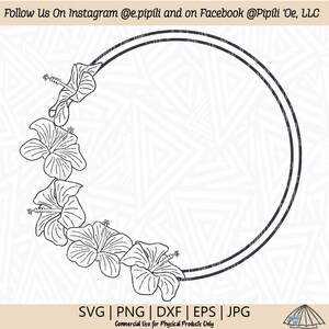 Hibiscus Flower Circle Frame SVG - Hibiscus Clip Art - Digital Download ...