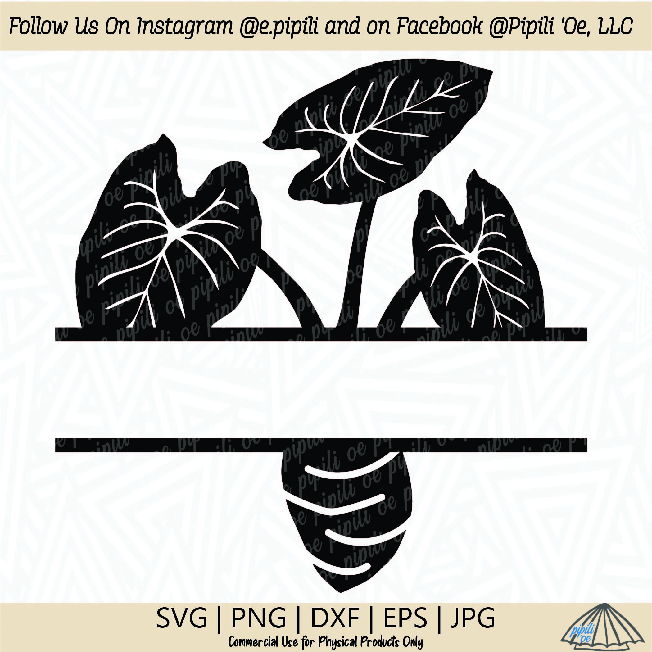 Kalo Plant Monogram SVG Full Taro Plant SVG Digital - Etsy