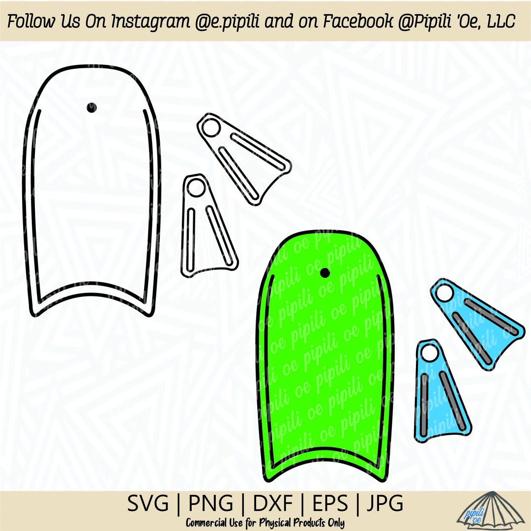 Bodyboard and Fins SVG - Bodyboard SVG - Fins SVG - Digital Download ...