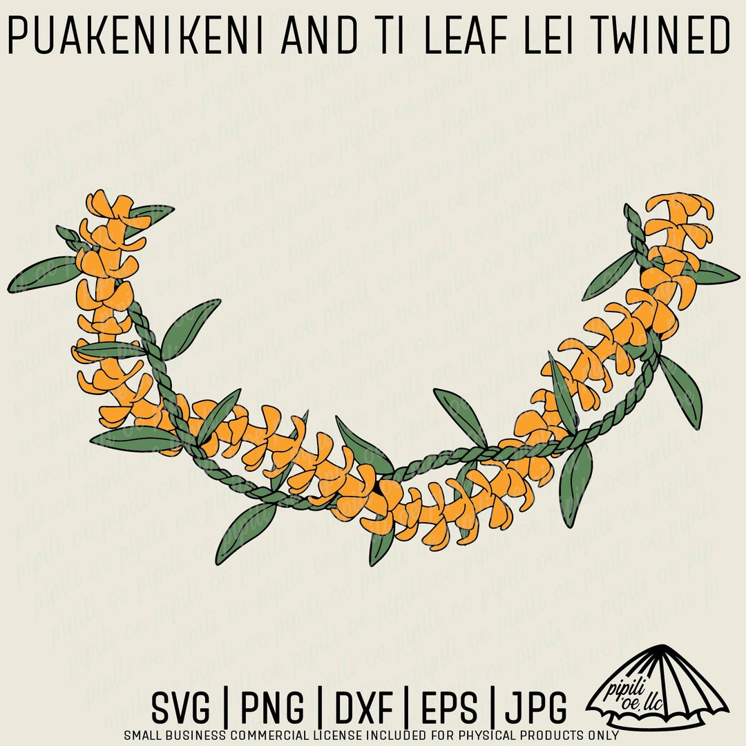 Puakenikeni and Ti Leaf Lei Twined SVG - Lei Lāʻī SVG - Puakenikeni Lei ...