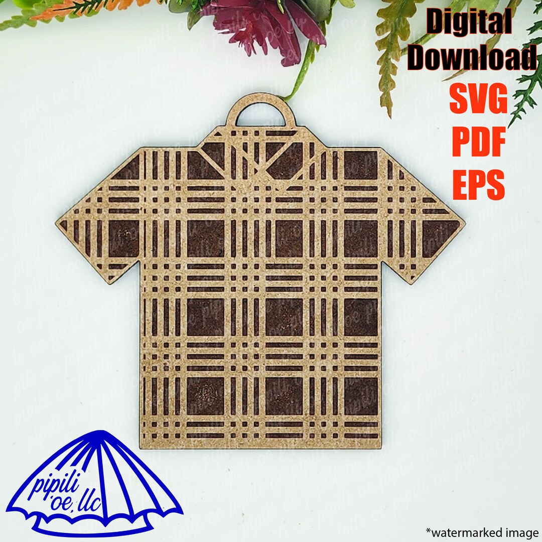 Palaka Aloha Shirt Car Mirror Hanger Laser SVG - Digital Download ...