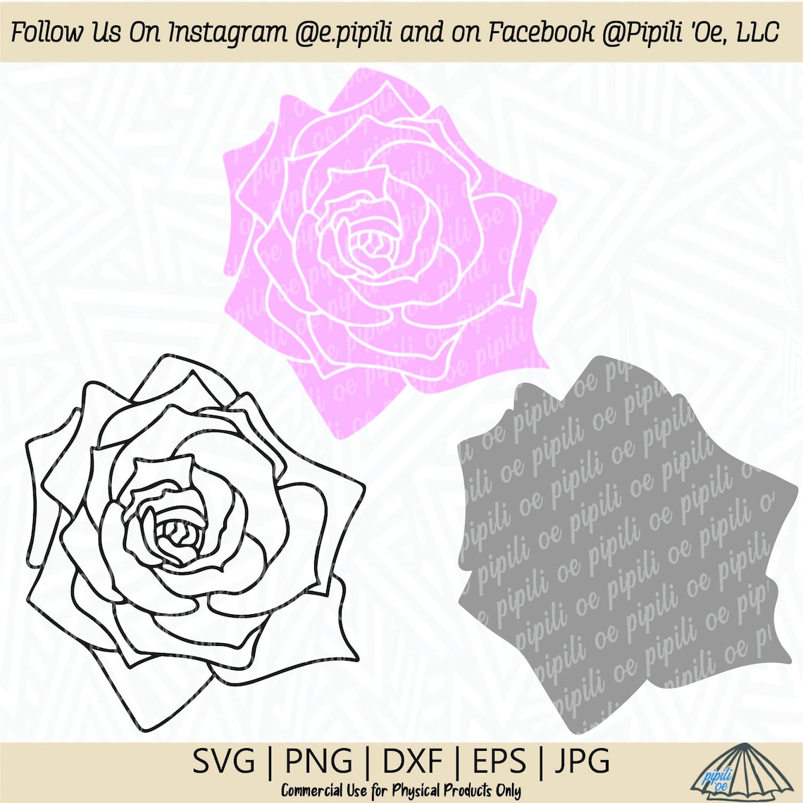 Rose SVG - Rose PNG - Rose Flower SVG - Rose Clip Art - Digital ...