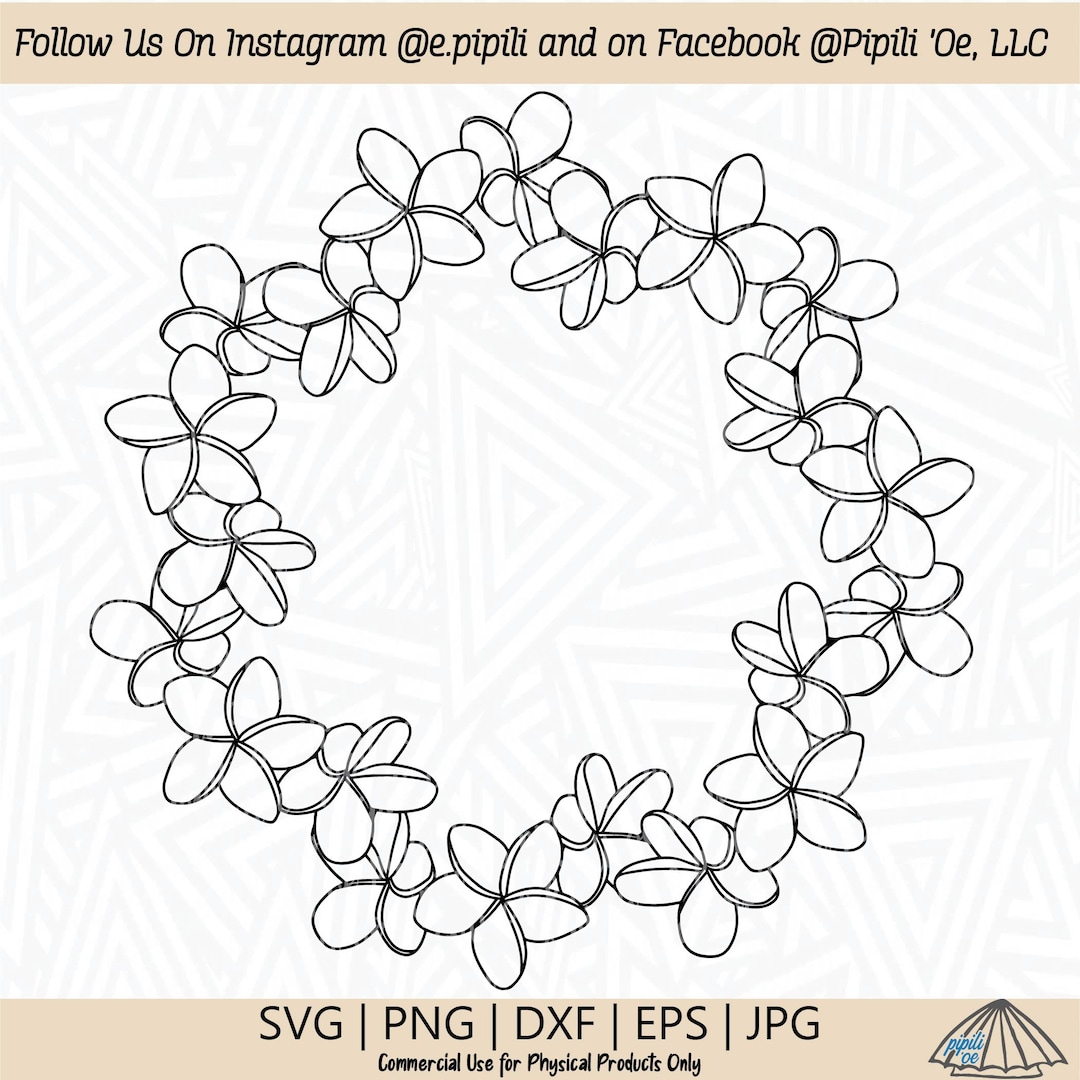 Plumeria Flowers Circle Frame Outline SVG - Plumeria PNG - Digital ...
