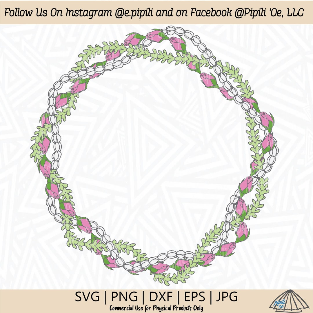 Lokelani Pakalana Pikake Lei Circle Frame SVG Lokelani Lei SVG Pakalana ...