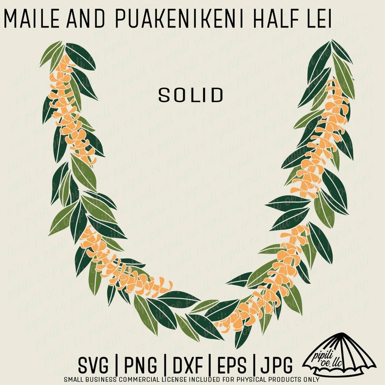 Maile and Puakenikeni Half Lei SVG - Maile Lei SVG - Puakenikeni Lei ...
