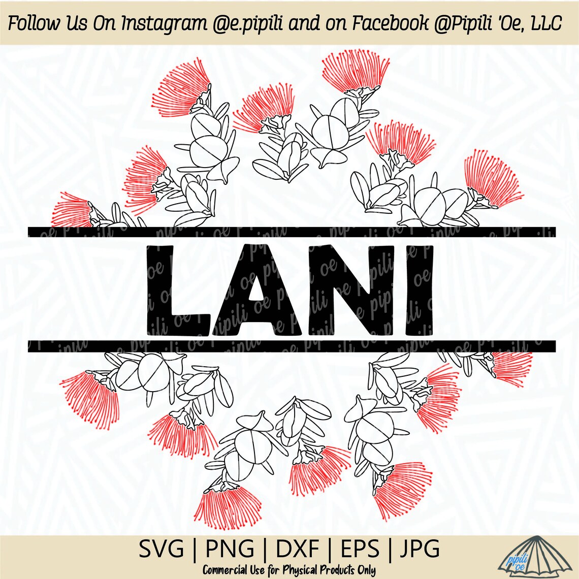 Ohia Lehua Monogram SVG - Ohia Lehua SVG - Monogram SVG - Digital ...