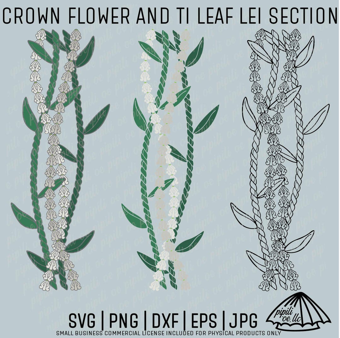 Crown Flower and Ti Leaf Lei Section SVG - Crown Flower Lei SVG - Ti ...