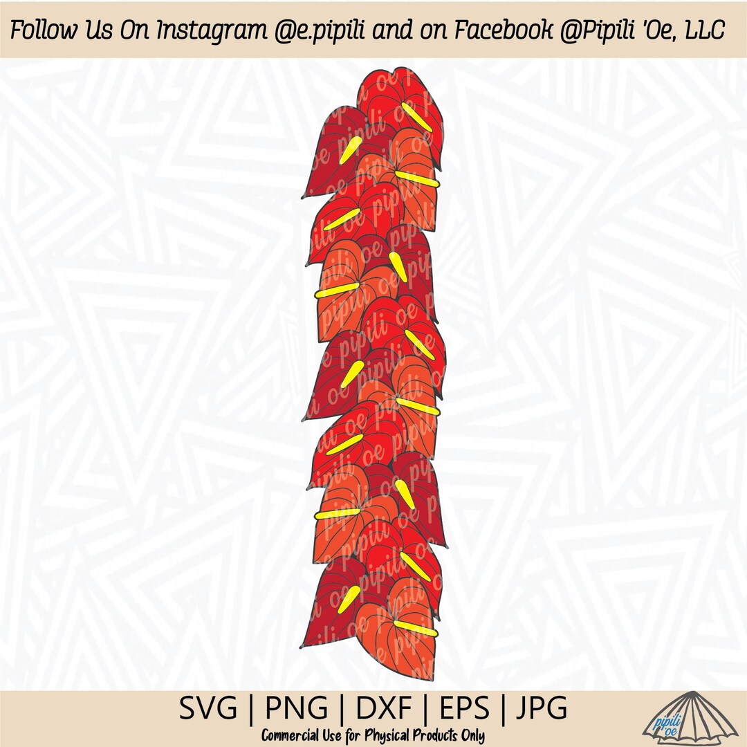 Anthurium Lei Section SVG - Anthurium Clip Art - Digital Download ...