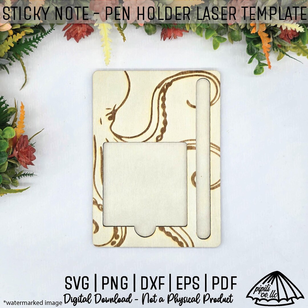 Sticky Note and Pen Holder Laser Cutter Template - Octopus/heʻe Design ...