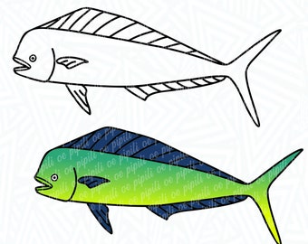 Mahi-mahi Dolphinfish SVG PNG DXF Vector Transparent Graphic Design Cut ...