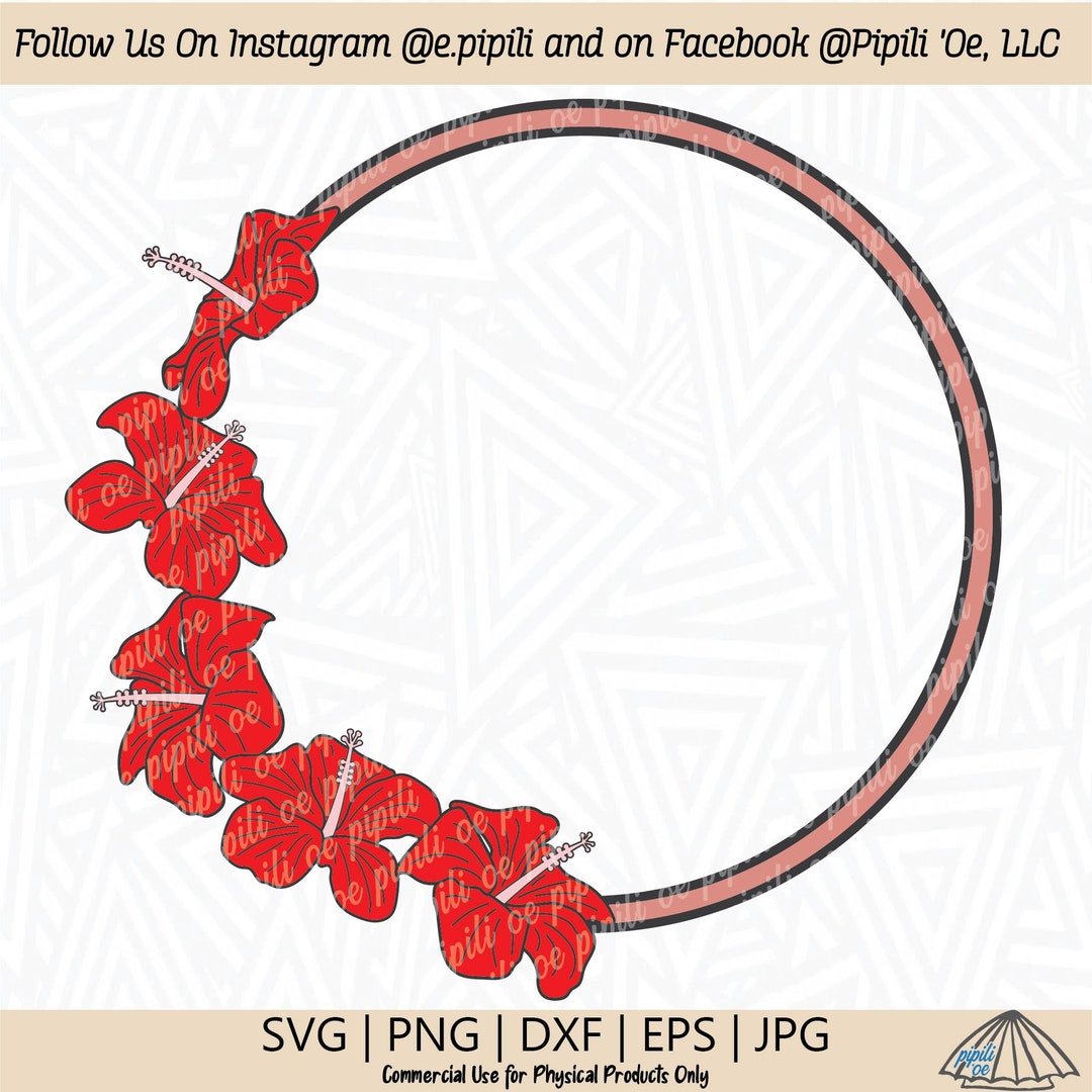 Hibiscus Flower Circle Frame SVG - Hibiscus Clip Art - Digital Download ...