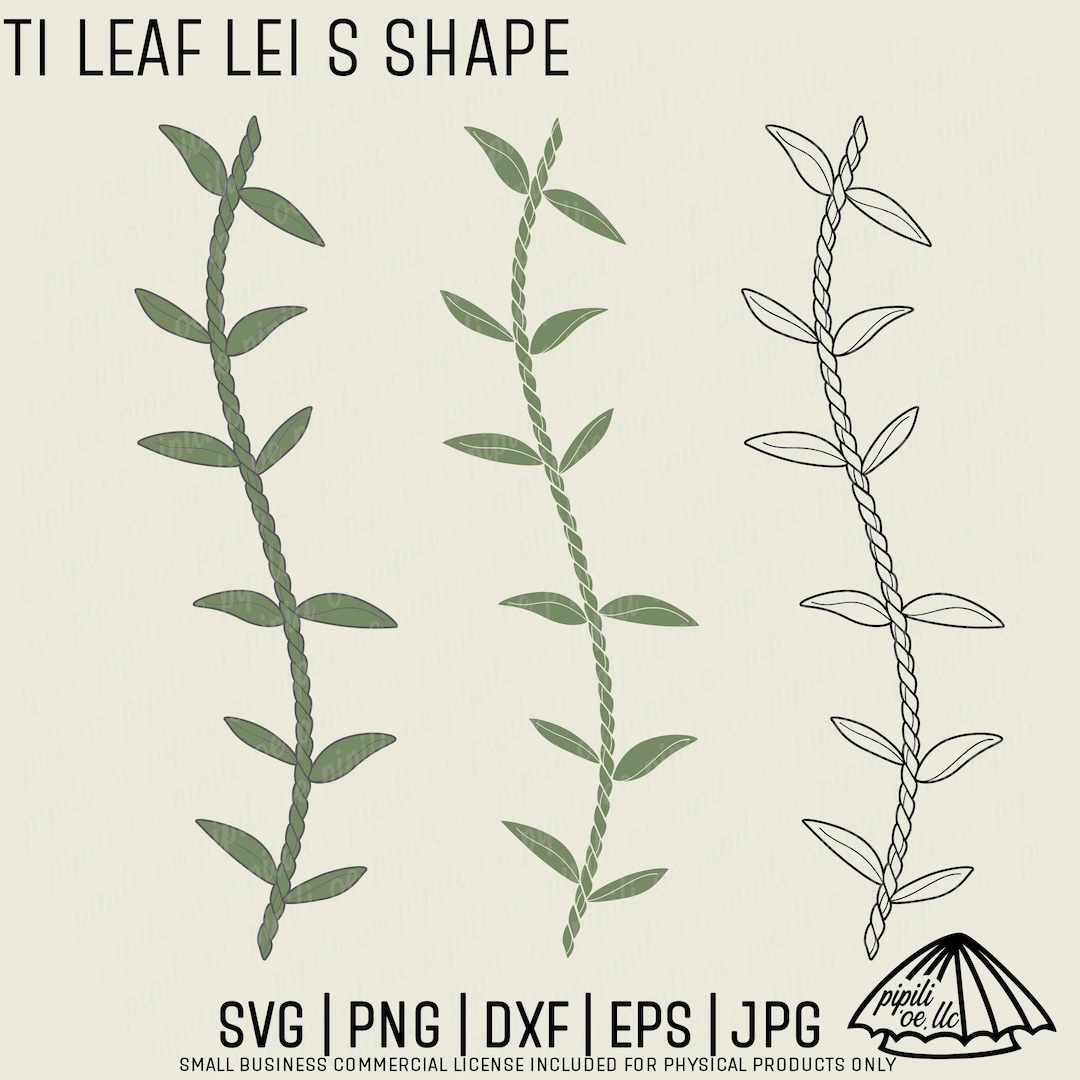 Ti Leaf Lei S Shape SVG - Ti Leaf Lei SVG - Lāʻī Leis SVG - Digital ...