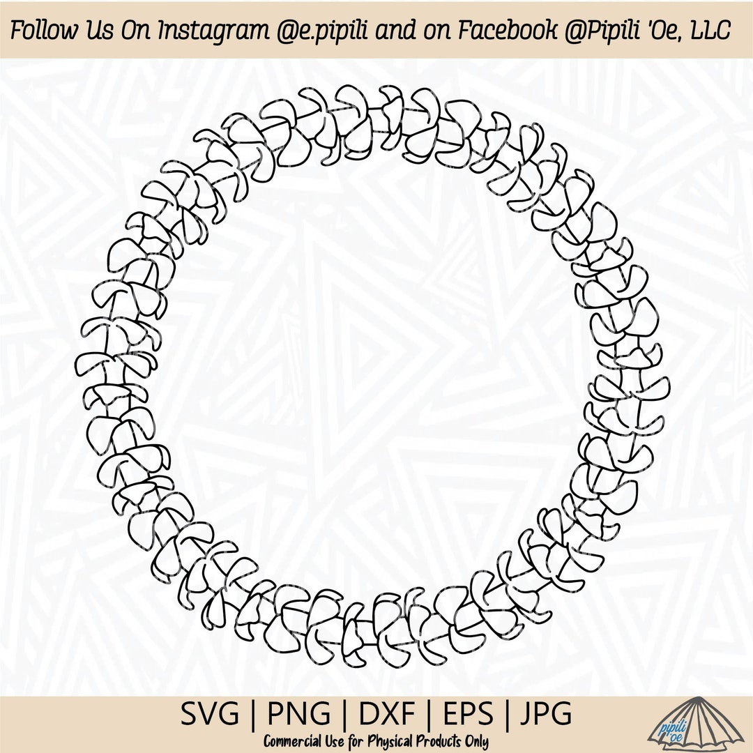 Puakenikeni Lei Circle Frame SVG Wreath SVG Hawaii SVG Tropical Flower ...