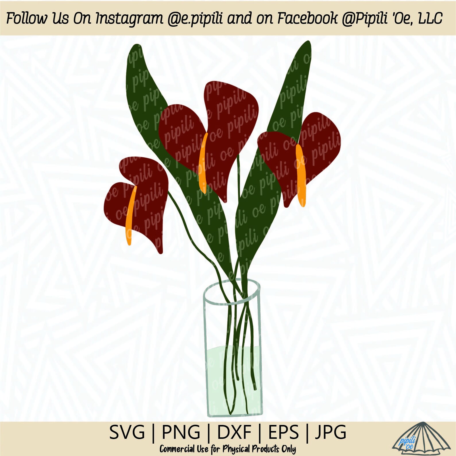 Anthuriums in Water SVG Hawaii Flower SVG Anthurium SVG - Etsy