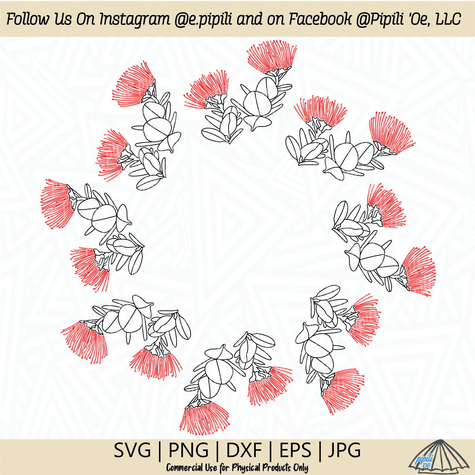 Ohia Lehua Circle Frame SVG - Ohia Lehua SVG - Circle Frame SVG ...