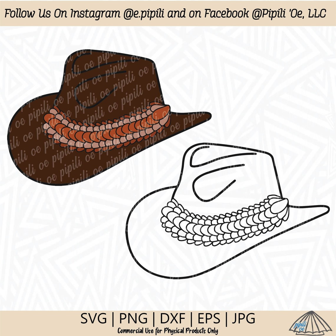 Paniolo - Cowboy Hat Feather Lei SVG - Hat SVG - Paniolo Hat SVG ...
