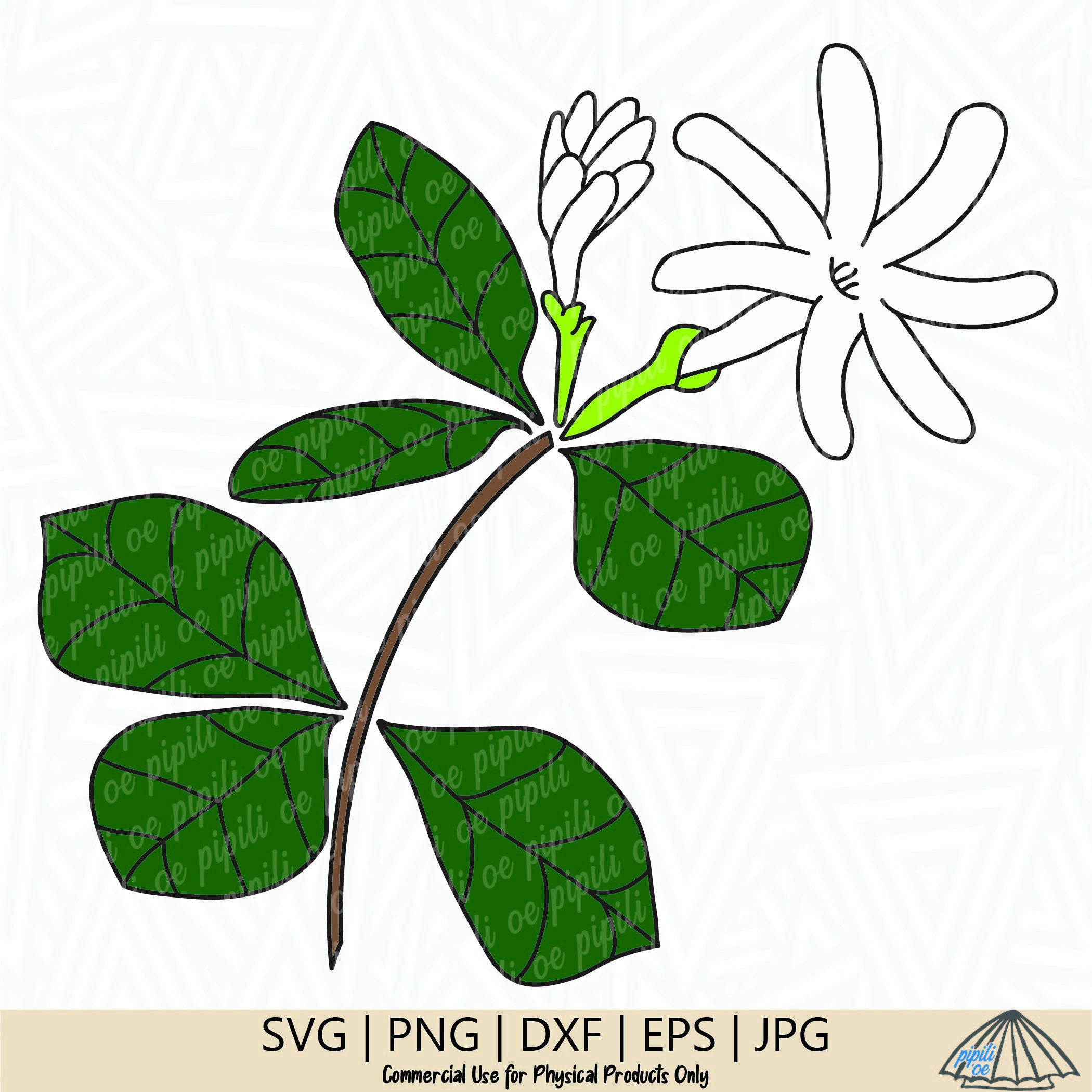 Tiare Gardenia Branch SVG Tiare Gardenia SVG Flower SVG | Etsy
