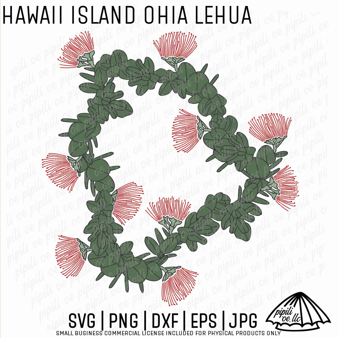 Hawaii Island Ohia Lehua SVG - Ohia Lehua Lei SVG - Hawaii Island Cut ...