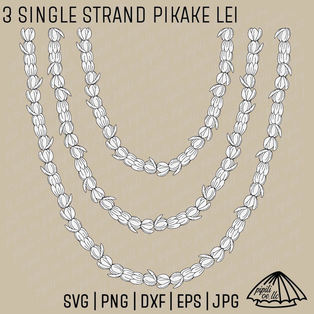 3 Single Strand Pikake Lei SVG - Pikake Lei Clip Art - Hawaii Lei PNG ...