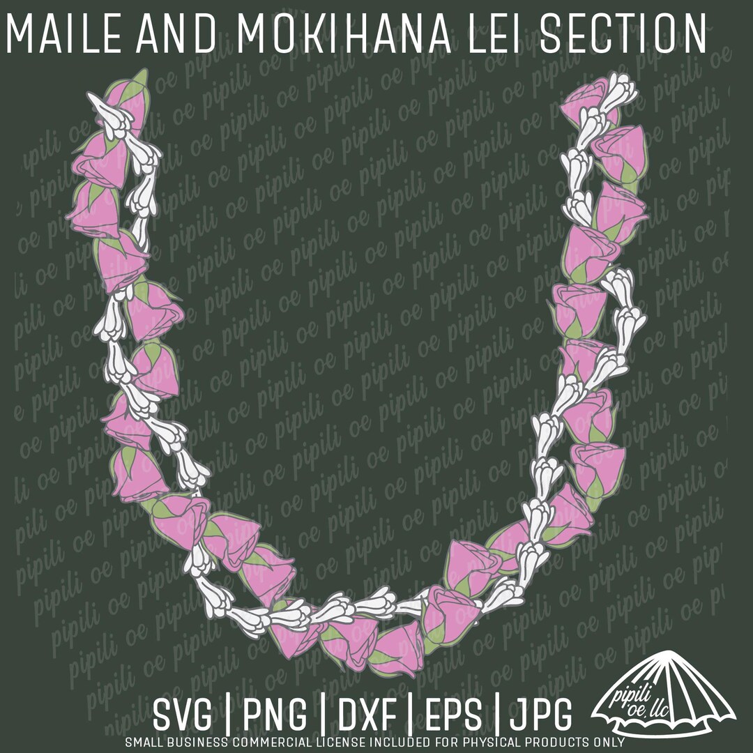 Pink Lokelani and Tuberose Half Lei SVG - Pink Damask Rose SVG ...