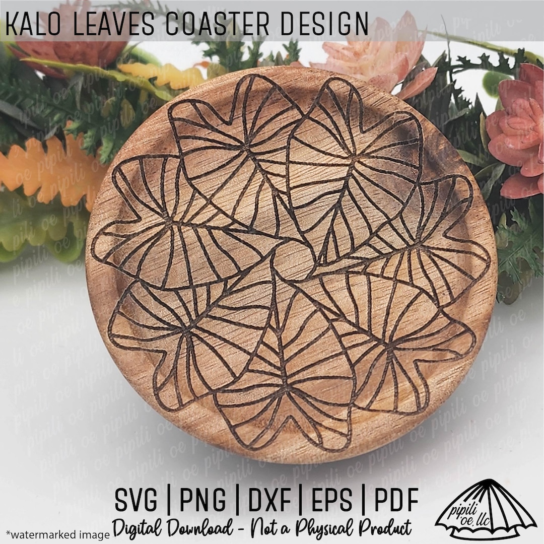 Kalo Leaves Coaster Design SVG - Laser Engraving Design SVG - Kalo ...