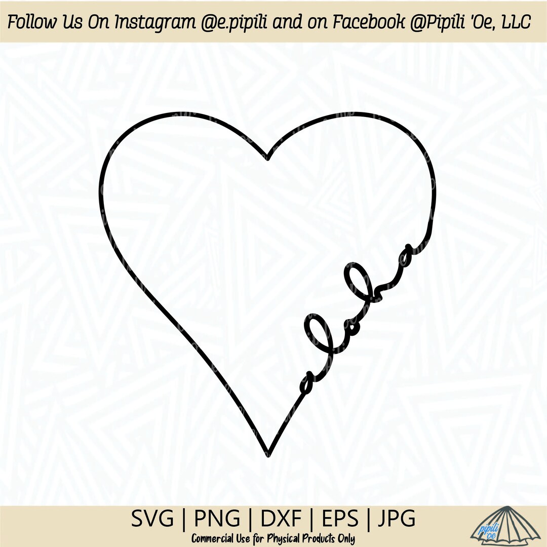 Aloha Heart SVG - Aloha Script SVG - Cursive Heart SVG - Digital ...