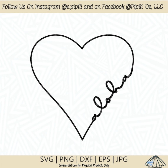 Aloha Heart SVG Aloha Script SVG Cursive Heart SVG | Etsy