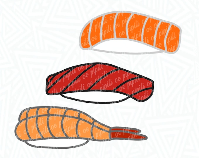 Sushi SVG PNG Bundle Outline Black and White Japanese Food Wasabi Roll ...