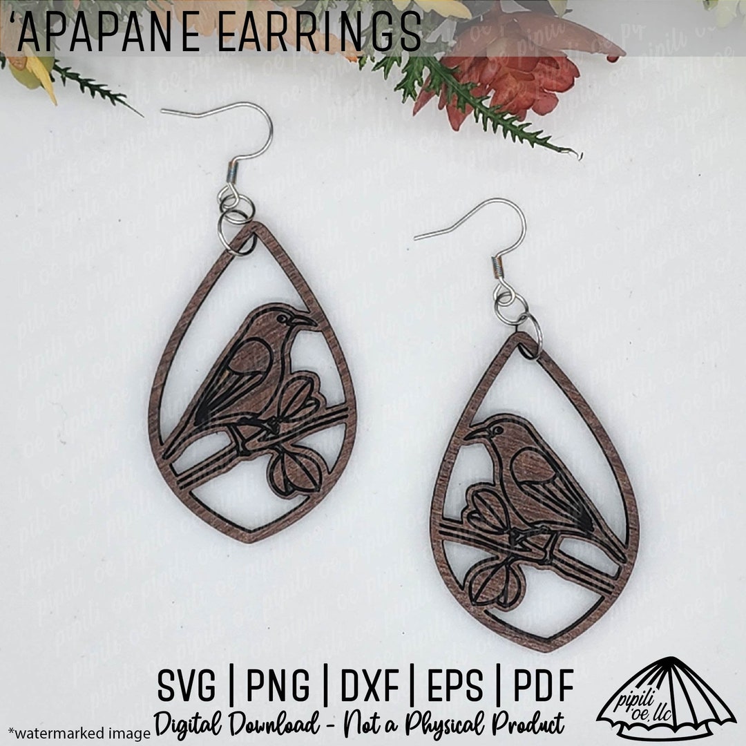 Apapane Laser Earring SVG - Earring Design SVG - Laser Cut Earring SVG ...