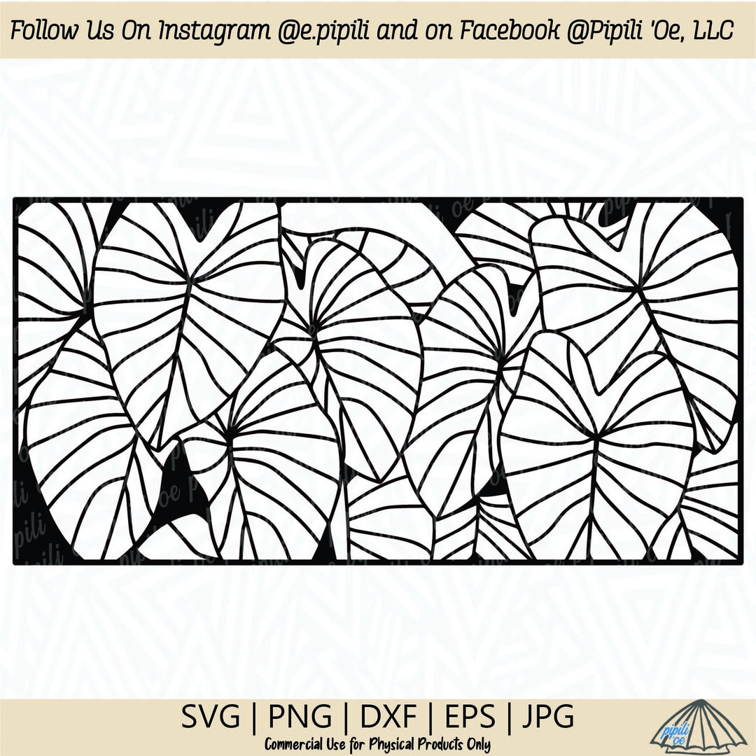 Kalo Leaf Framed SVG - Taro Plant SVG - Hawaii Plant SVG - Digital ...