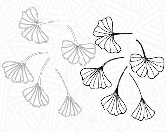 Gingko Leaf Outlines Svg,gingko Leaves Svg,digital Download,gingko Leaf ...