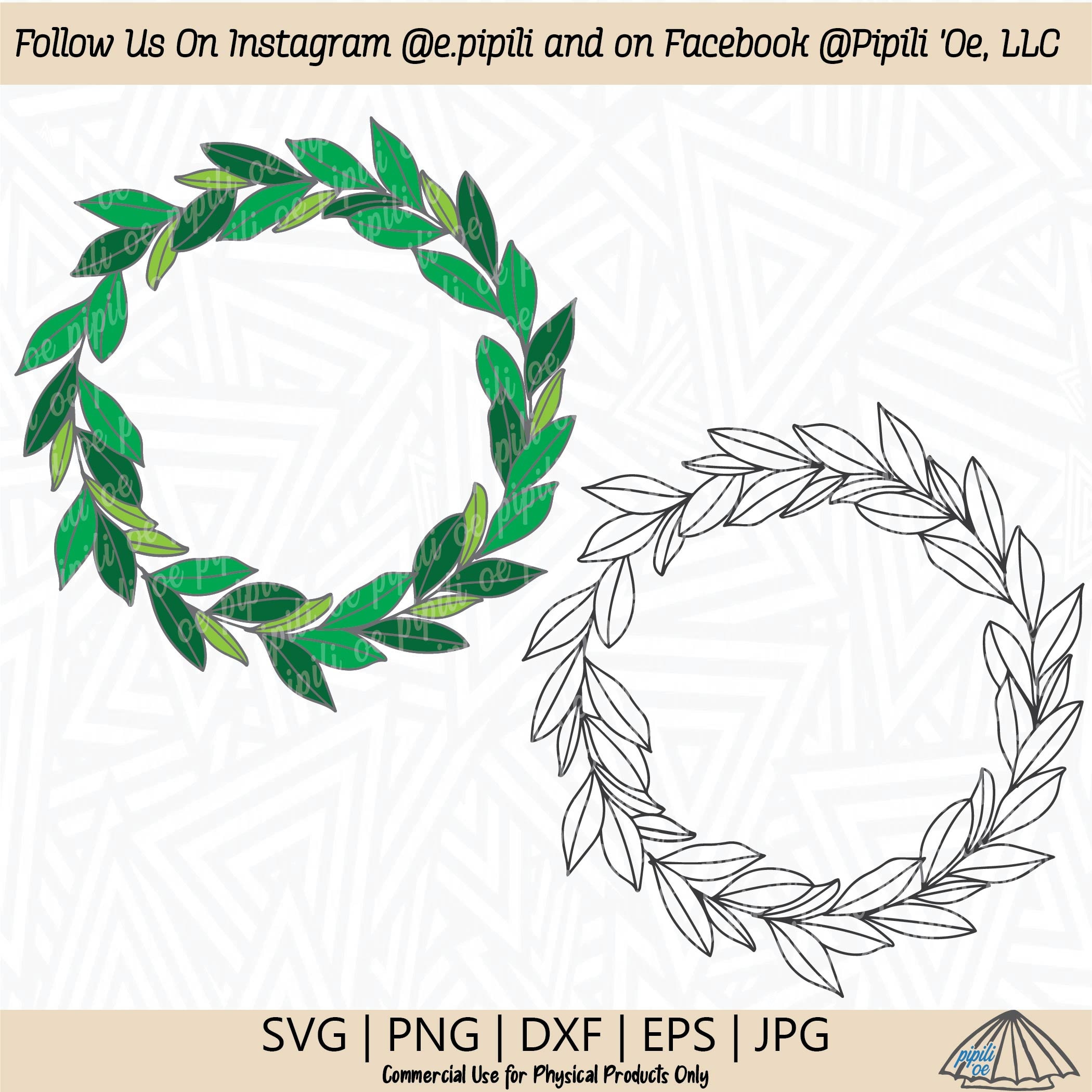 Single Maile Circle Frame SVG - Maile Wreath SVG - Wreath SVG - Digital ...