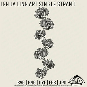 Lehua Line Art Single Strand SVG - Ohia Lehua SVG - Hawaiian Lei SVG ...