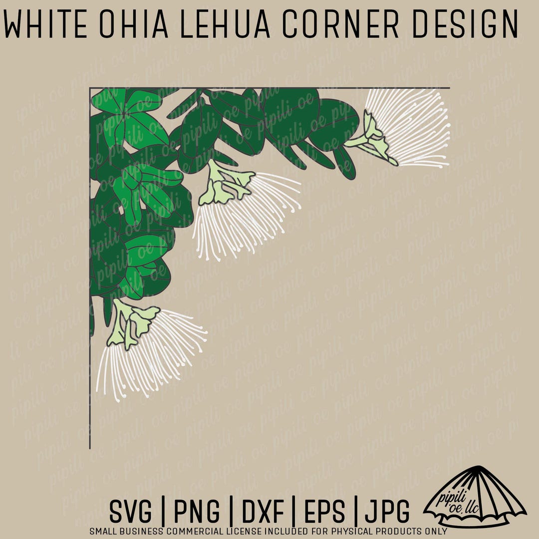 White Ohia Lehua Corner Design SVG Ohia Lehua Flower SVG Hawaii Flower ...