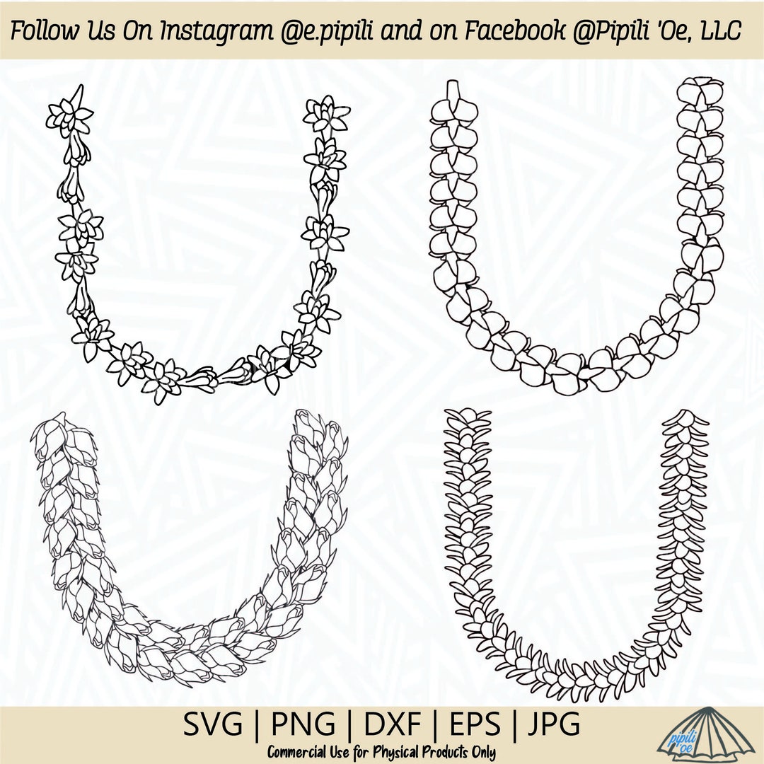 Half Lei Outline Bundle SVG - Puakenikeni Lei SVG - Digital Download ...