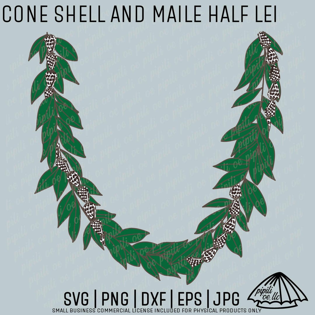 Cone Shell and Maile Half Lei SVG - Maile Lei SVG - Cone Shell Lei Clip ...