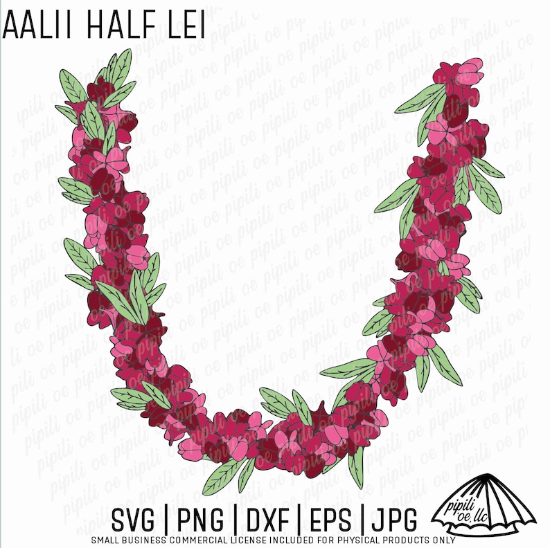 Aalii Half Lei SVG - Hawaiian Plant Png - Hawaii SVG Designs - Laser ...