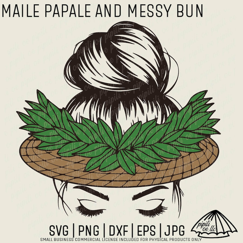 Maile Lei Papale and Messy Bun SVG - Maile Lei Papale SVG - Messy Bun ...