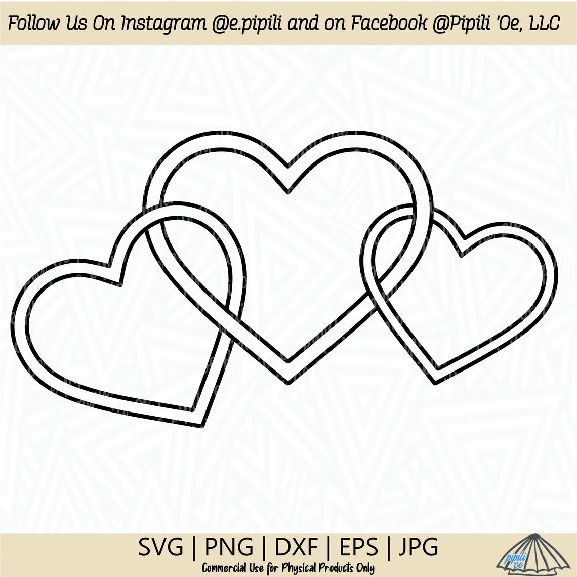 Interlinked Hearts SVG Heart SVG Heart Shape SVG Digital - Etsy