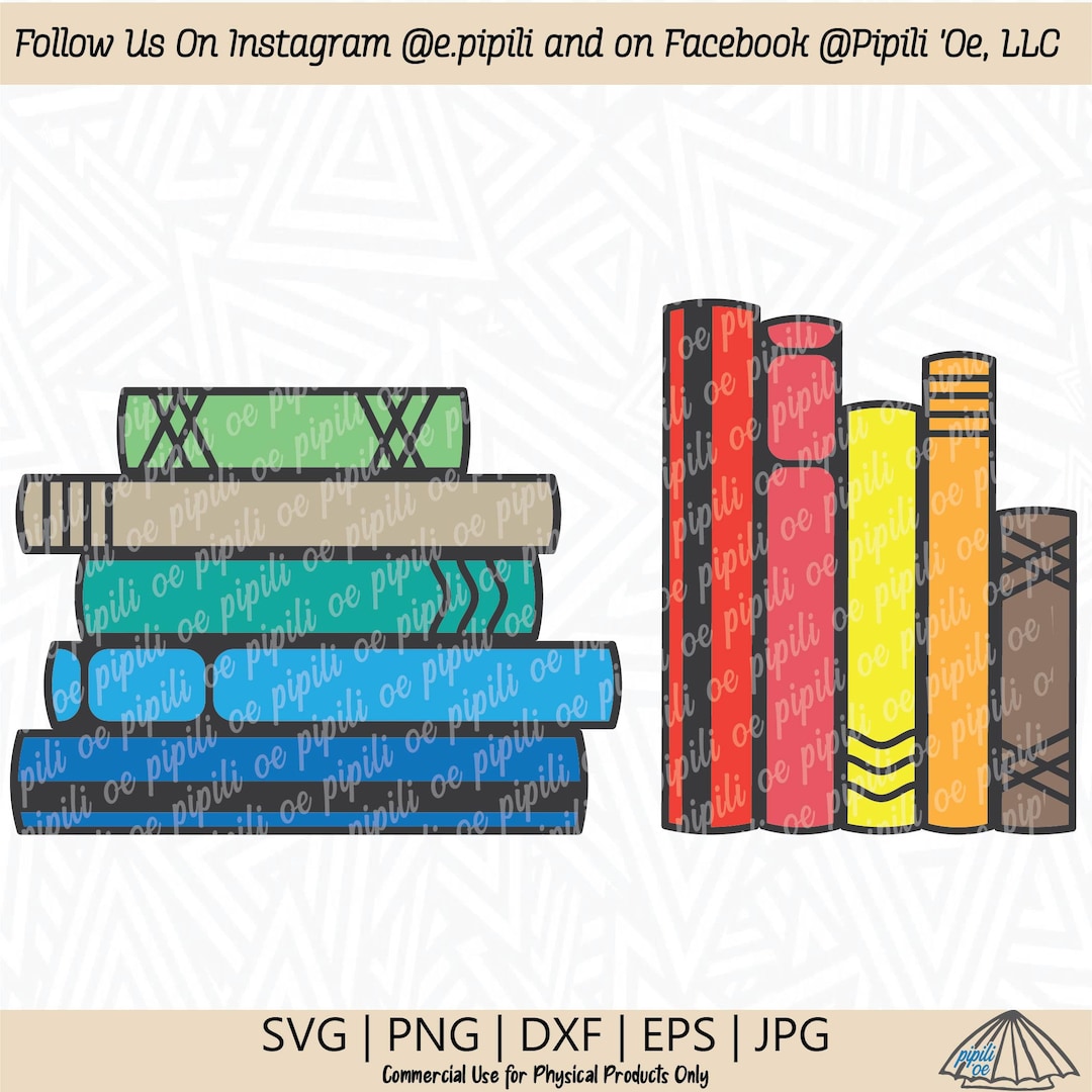 Book Stacks Color SVG - Book SVG - Digital Download - Book Clip Art ...